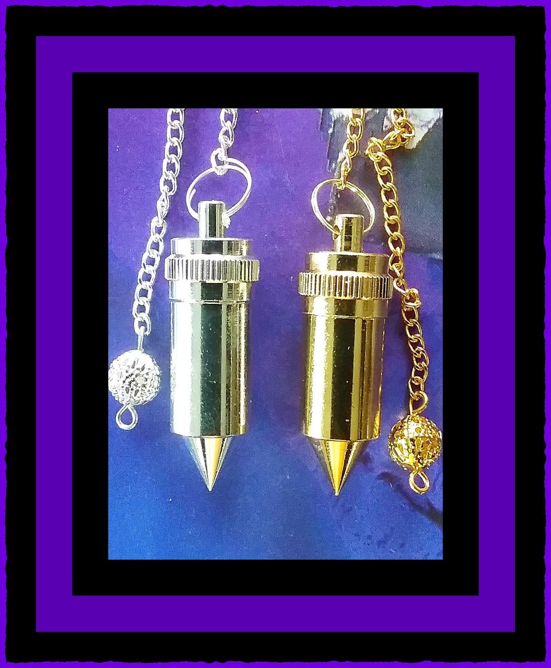 GOLD PENDULUM, Silver Pendulum, Large Chambered Dowsing Pendulum With ...