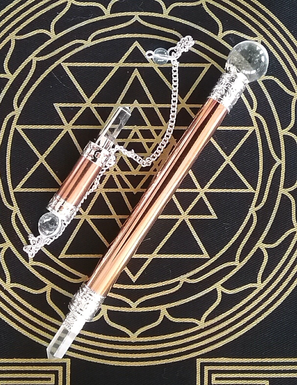 COPPER WAND Large Copper WAND with Silver Chakra Crystals | Etsy