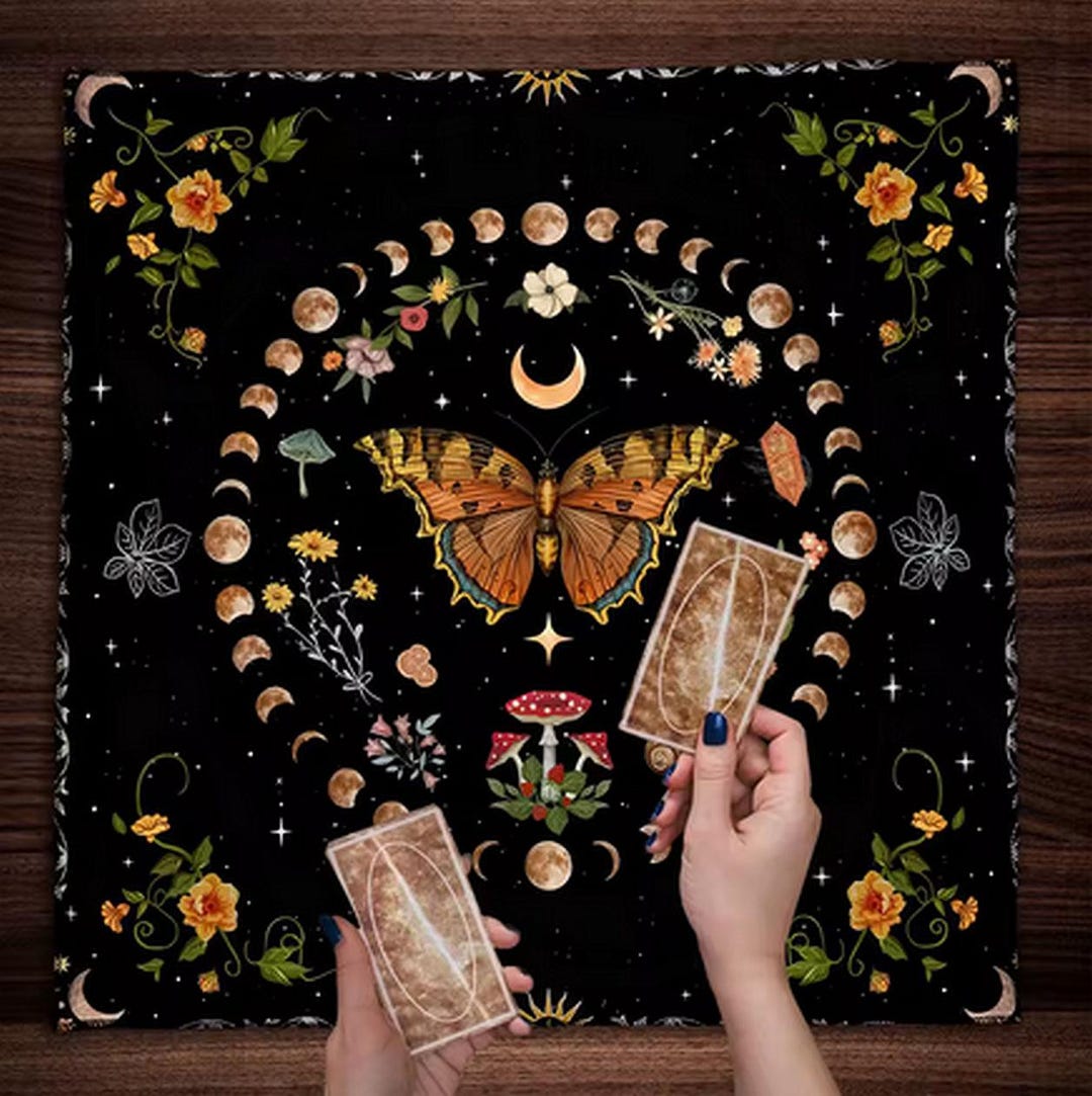 MOON PHASES Altar Cloth Wicca Altar Supplies, Butterfly Alter Mat Home ...