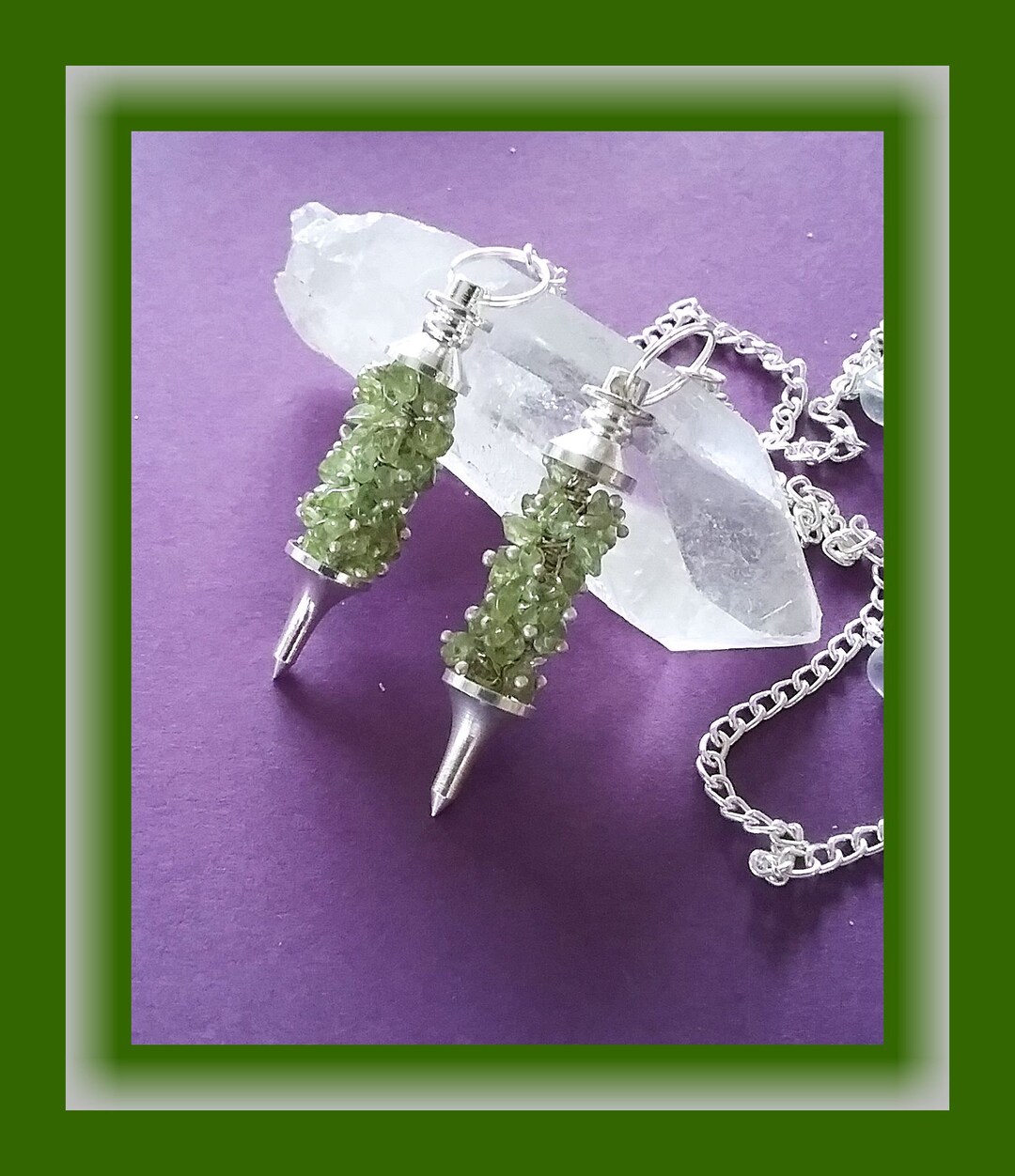 PERIDOT Dowsing Pendulum, Peridot CRYSTAL Dowsing Pendulum With ...
