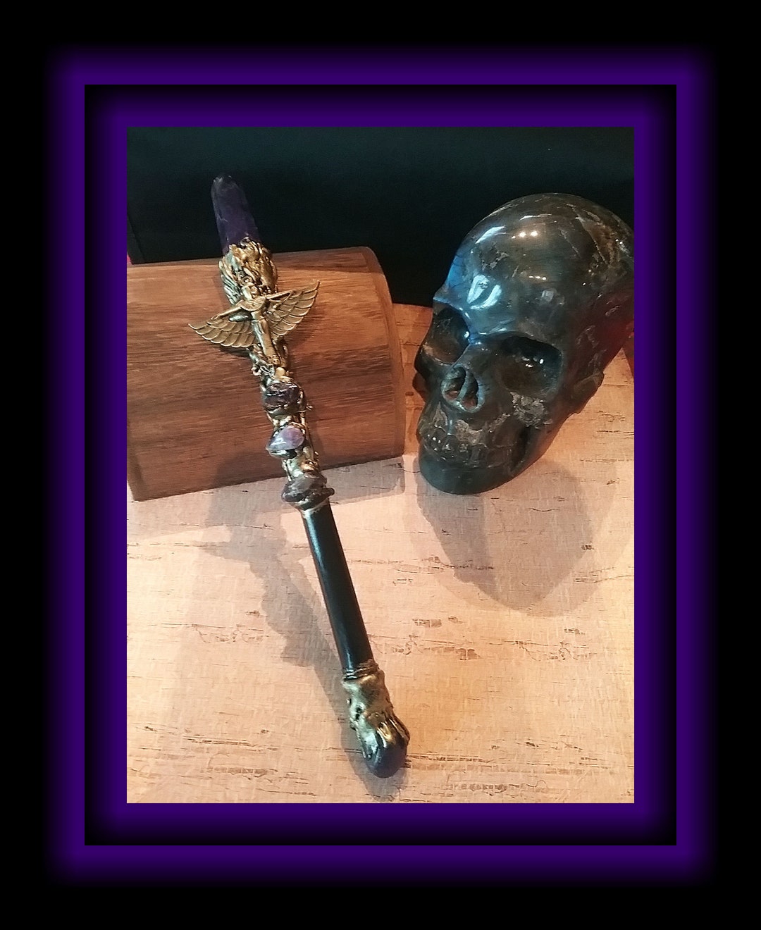 10" Magic Wand, Amethyst Egyptian Goddess Wand, Large Bronze AMETHYST ...