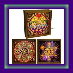 METATRON'S Cube Light Box, STAINED Glass Look 6" Glass Mandala Light ...