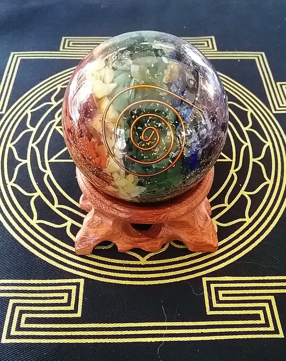 Orgone CHAKRA SPHERE Orgone Chakra Crystal BALL With Copper | Etsy
