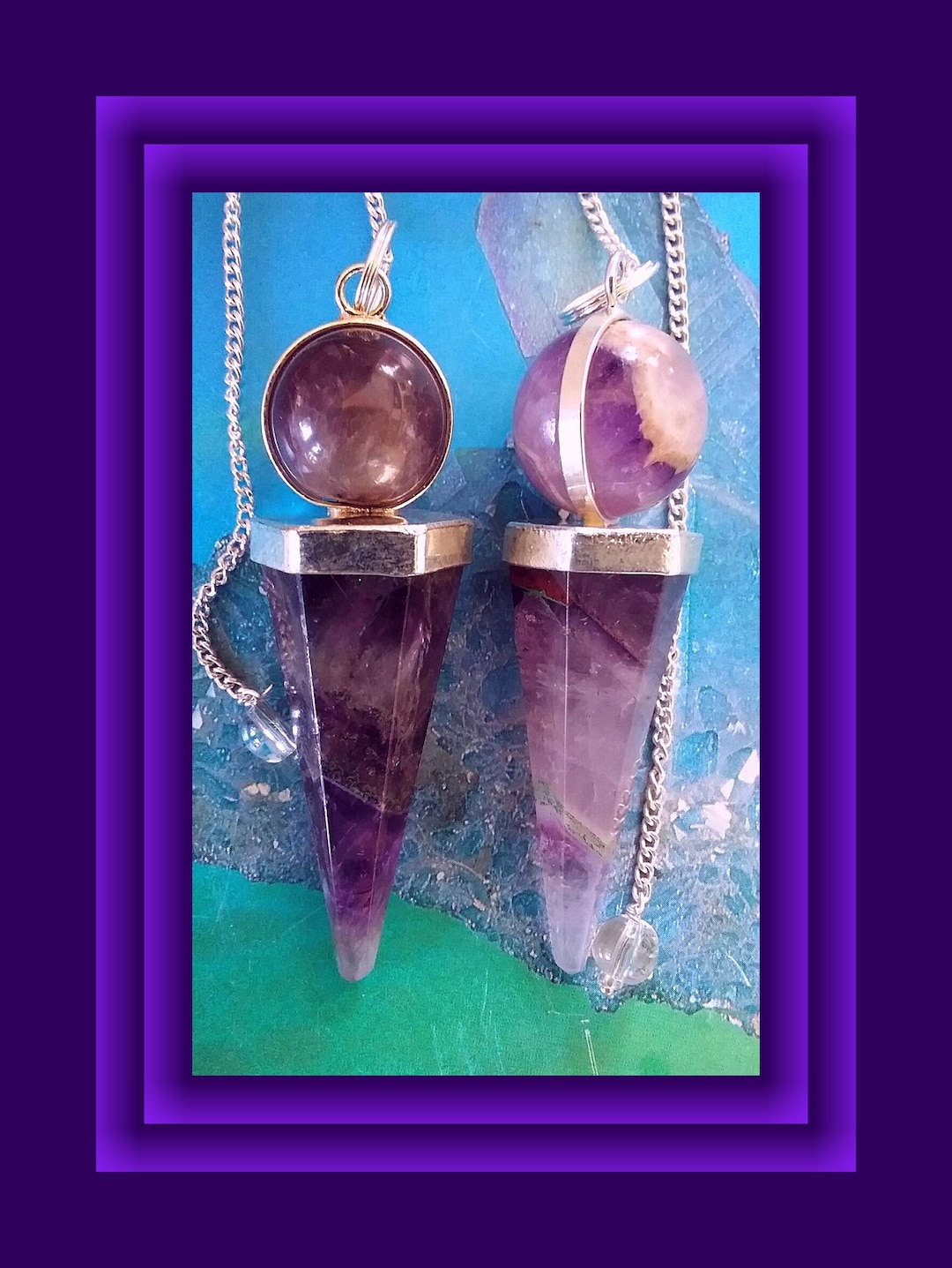 AMETHYST PENDULUM, Großes Massives Amethyst DOWSING Pendel, Natürliches Amethyst Kristall Pendel ...