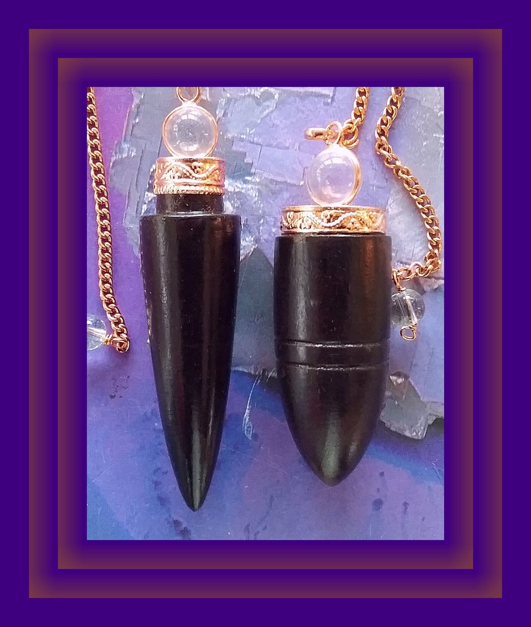 Rosewood Dowsing Pendulum: Copper Band, Crystal Quartz Ball - Etsy