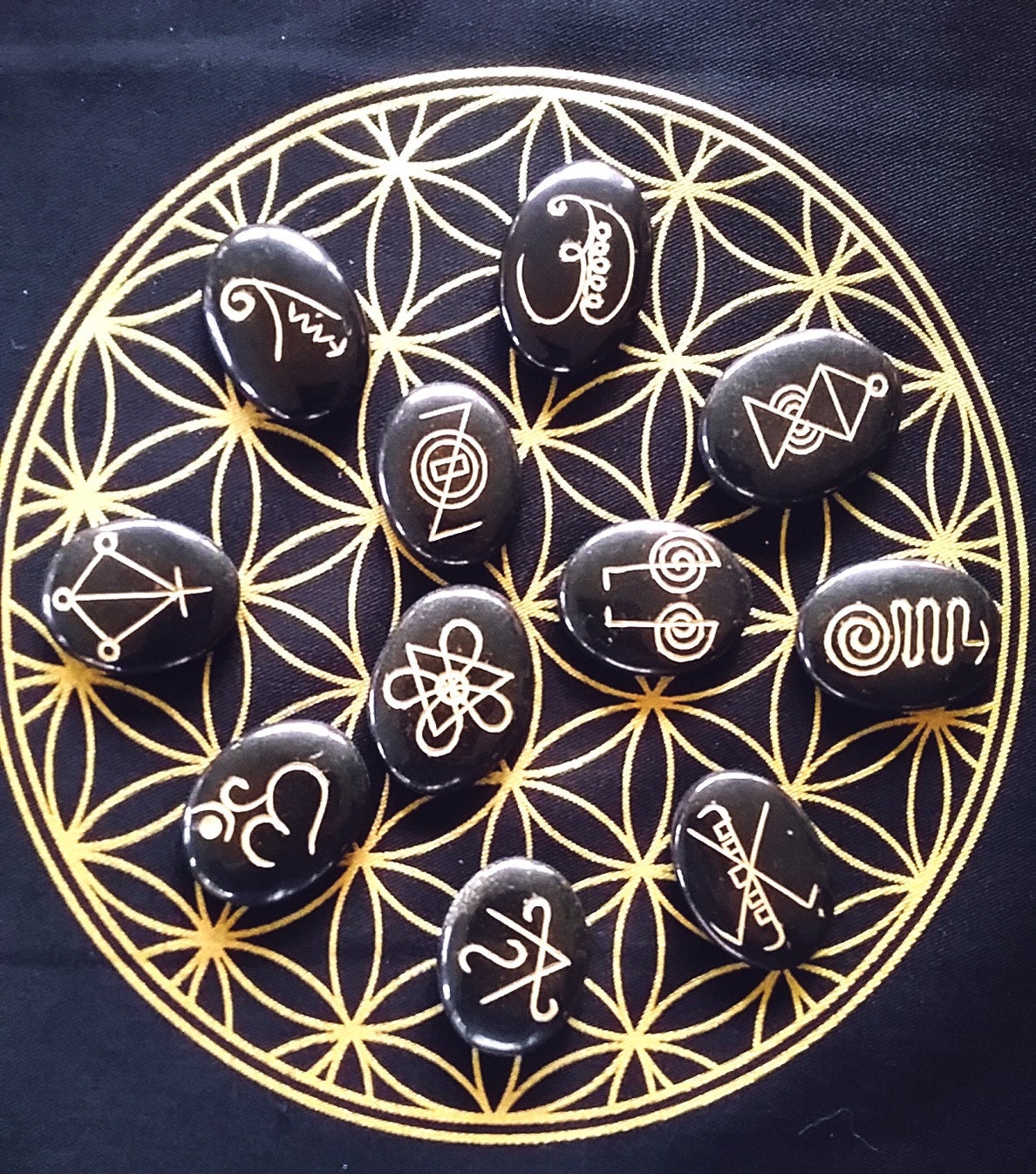 KARUNA Rune Set Large 11 Piece BLACK TOURMALINE Crystal | Etsy