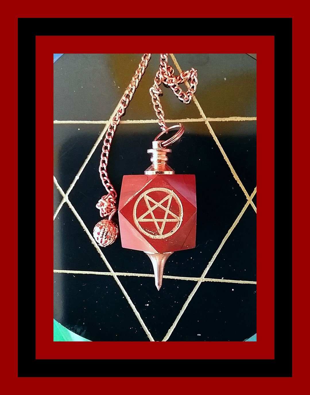 Pentagram PENDULUM, Red Jasper Dowsing Pendulum, Geometric Pendulum ...