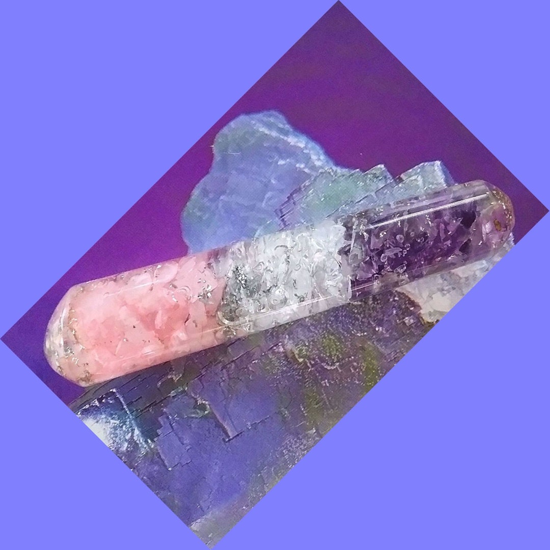 Orgone WAND, AMETHYST, Rose Quartz, Crystal WAND, Orgone Wand With ...
