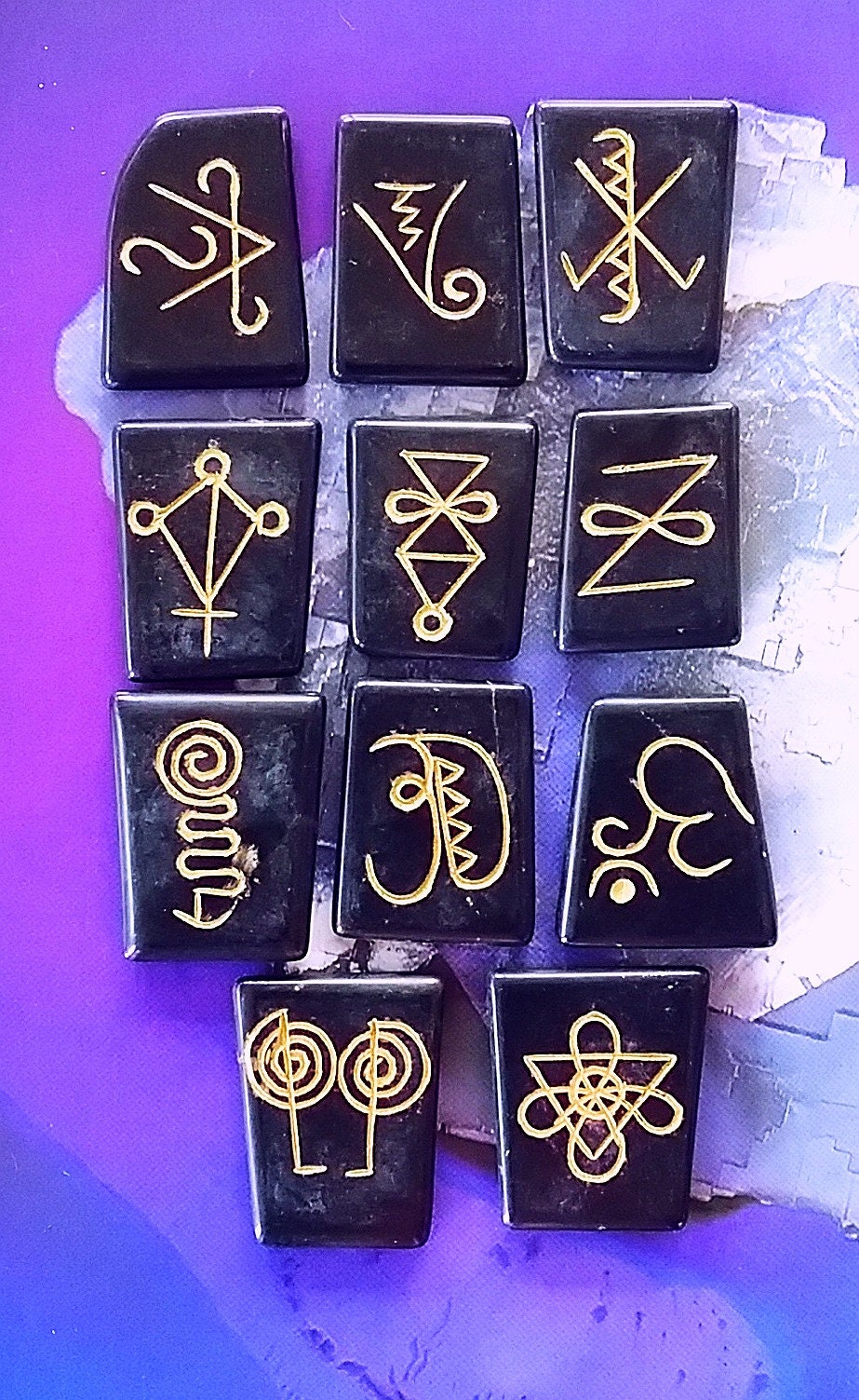 KARUNA Rune Set Large 11 Piece BLACK TOURMALINE Crystal | Etsy
