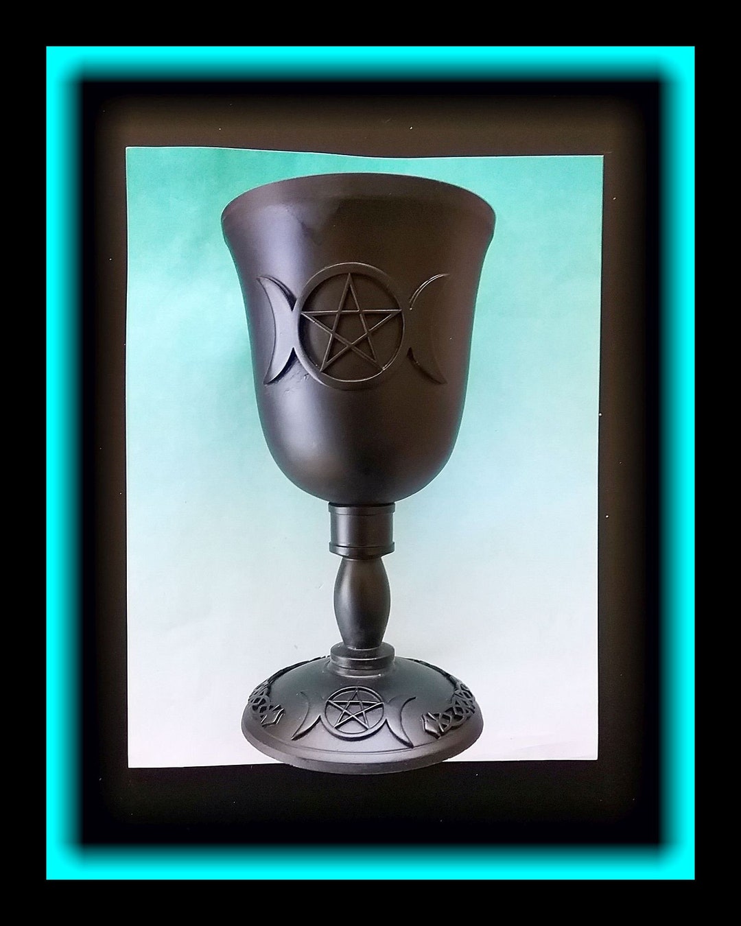 CAST IRON GOBLET, Iron Chalice, Triple Moon Pentacle Goblet, Pagan Chalice, Ceremonial Alter ...