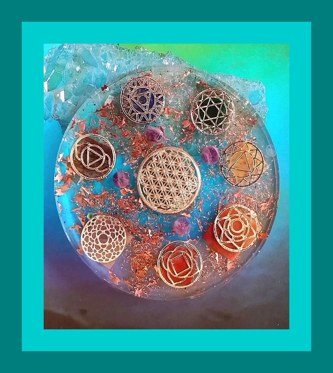 ORGONE CHARGING PLATE, Orgone Crystal Tower Buster, Orgone Vastu Disc ...