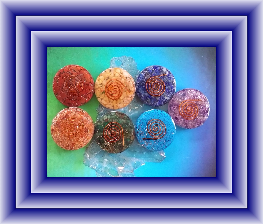 Big ORGONE Chakra Crystal DISC SET 7 Orgone Chakra Set With - Etsy