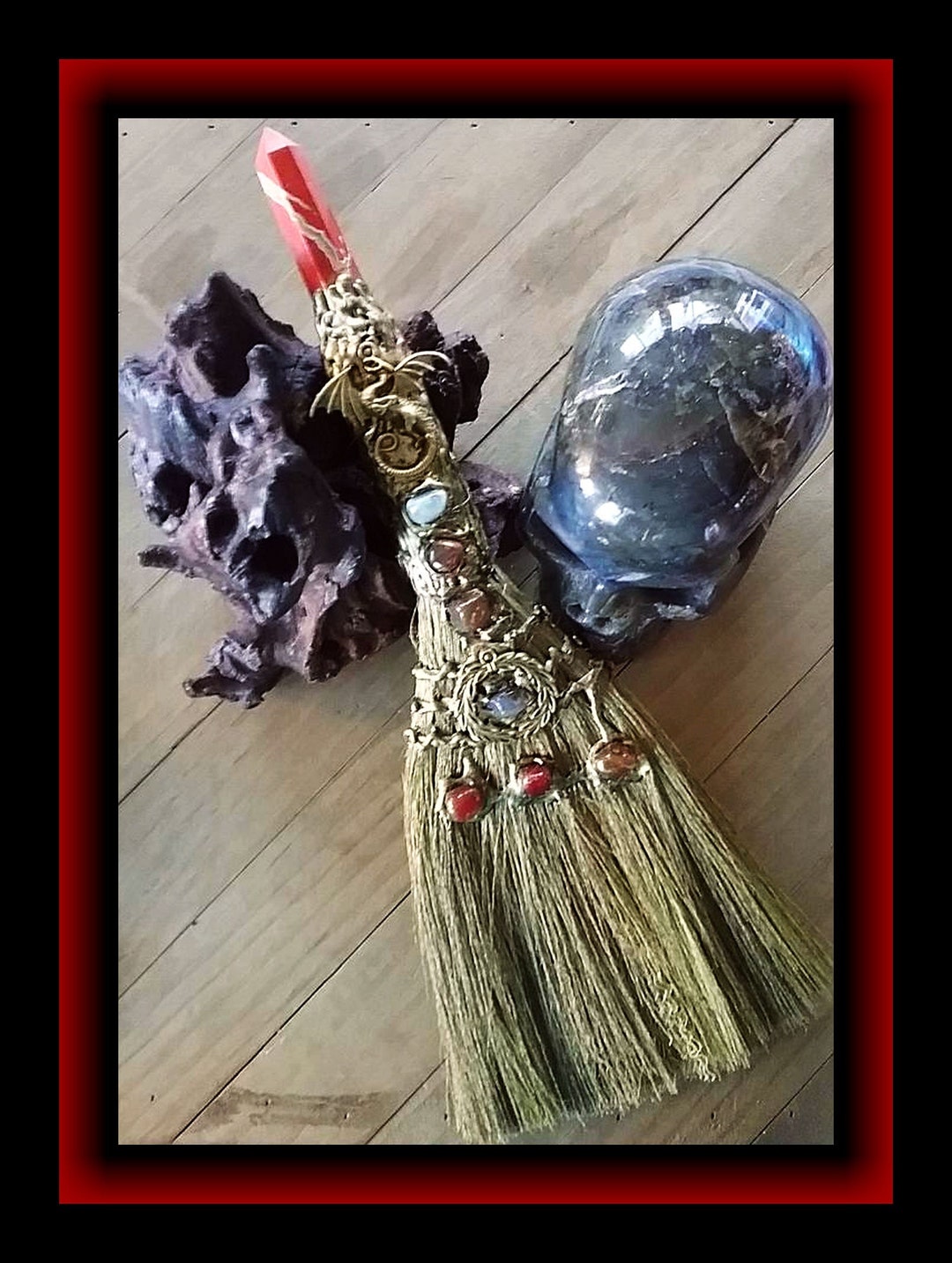 Red Jasper Dragon Alter Broom: Handmade Wiccan Magic Broom (13 Inch) - Etsy