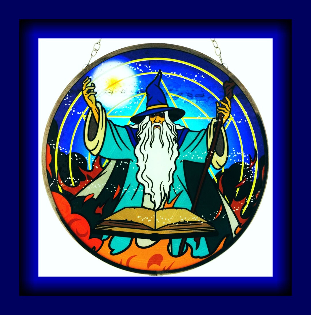Wizard Suncatcher: Stained Glass Witchcraft Decor (6 Inch) - Etsy
