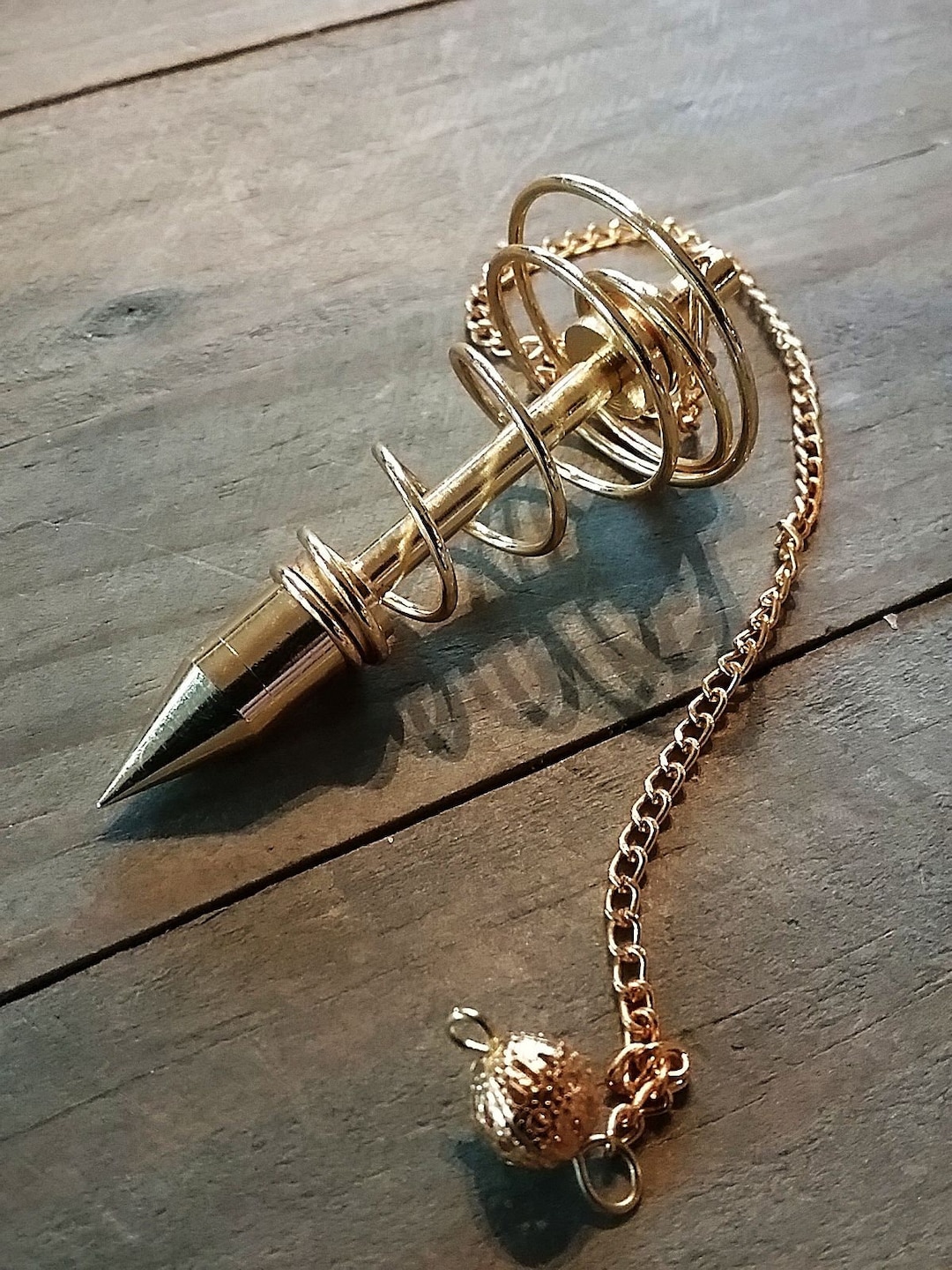 HUGE BRASS Pendulum, Unique Vortex Coil Sacred Geometry Dowsing ...