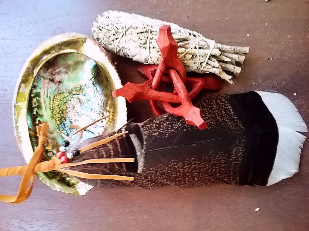 Deluxe Smudge Kit: Abalone Shell, Sage, Feather Smudger - Etsy