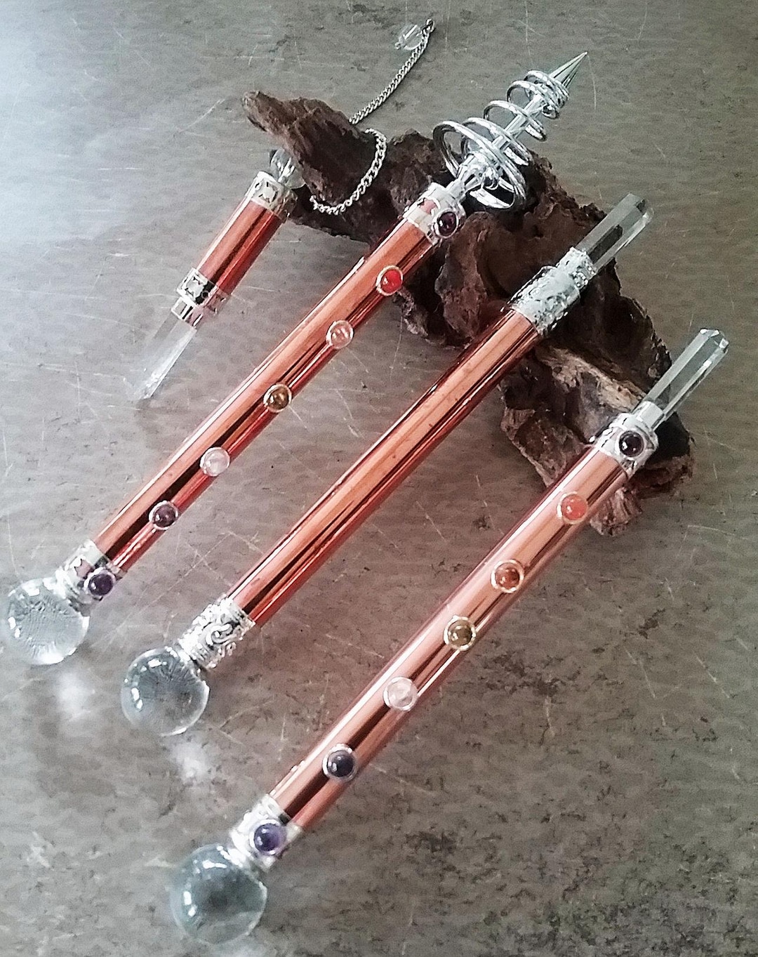Copper Chakra Wand: Healing Crystal Quartz Point, Meditation Tool - Etsy