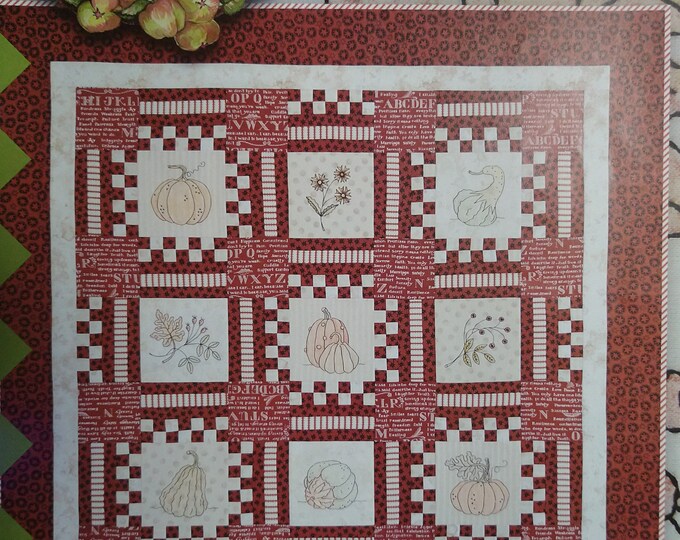 Harvest Hopscotch Pattern for an Embroidered Autumn Wall Hanging Quilt ...