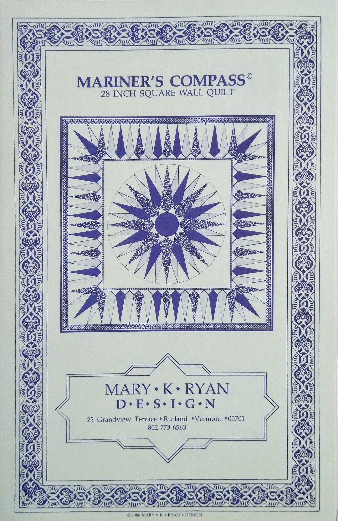 Mariner's Compass Pattern for a Wall Hanging Quilt, Center Medallion ...