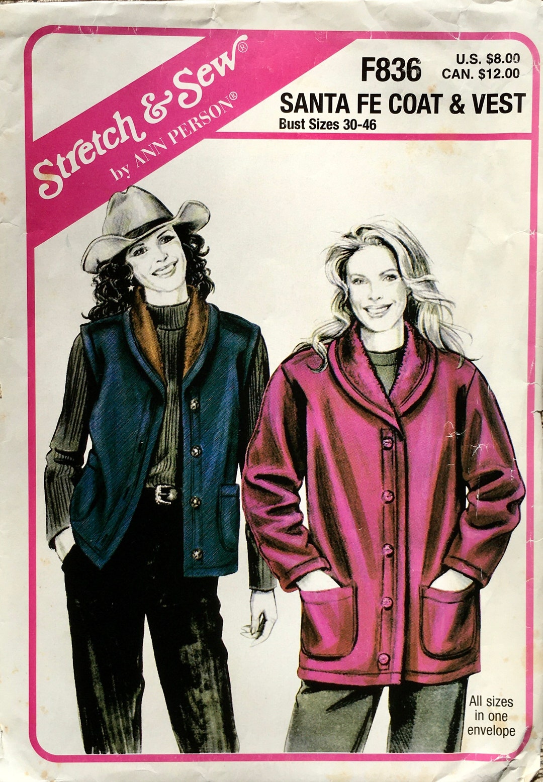 Santa Fe Coat and Vest Pattern With Button-front, Shawl Collar & Patch ...