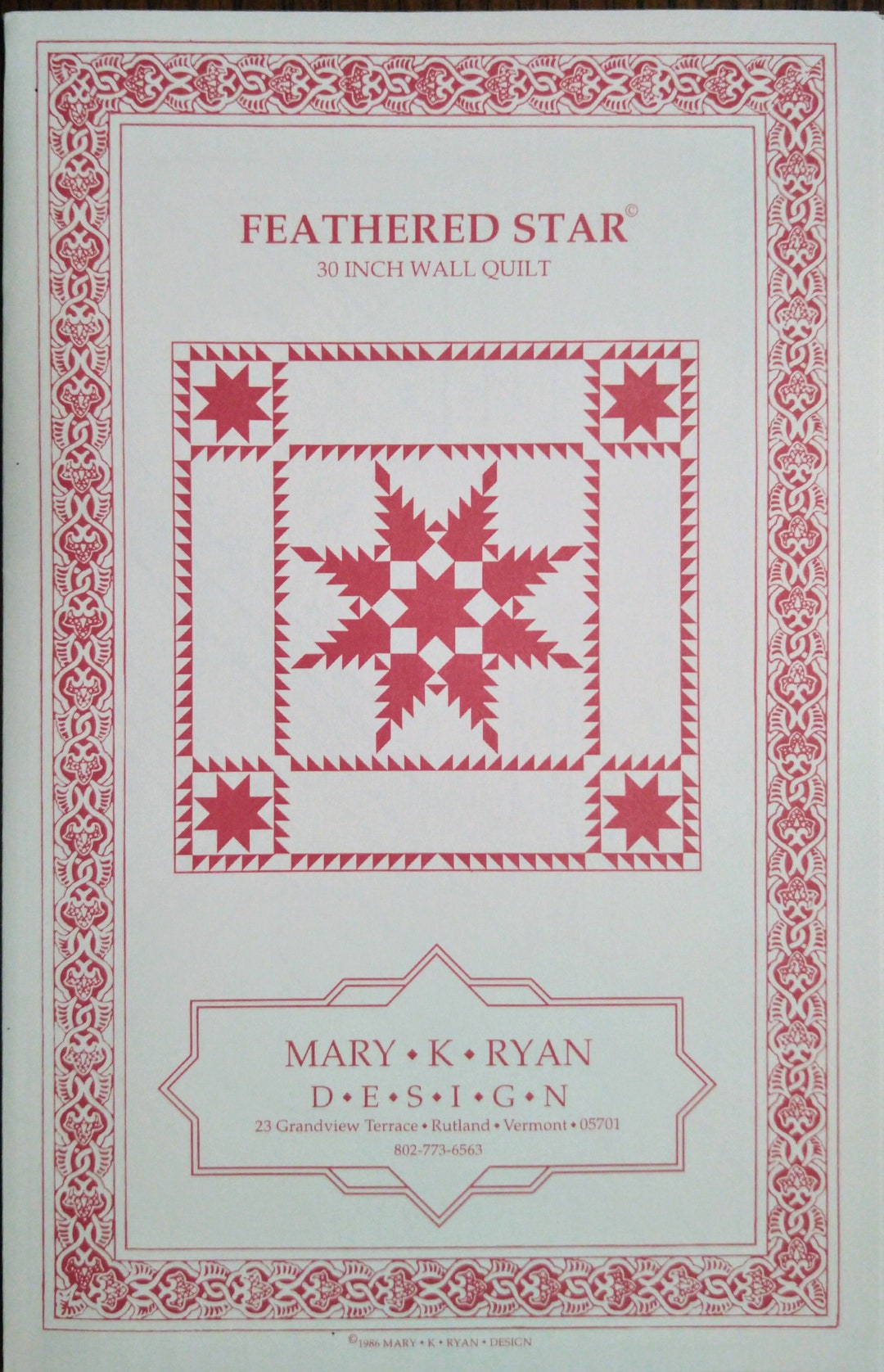 Feathered Star Pattern for a Wall Hanging Quilt From Mary K Ryan Design ...