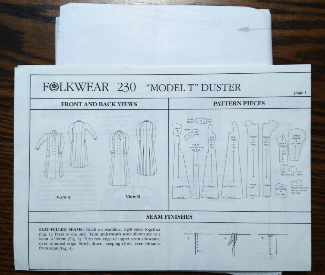 Model T Duster Pattern for a Historical Car Coat Low Calf - Etsy