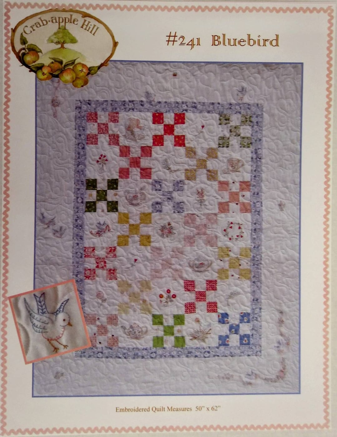 Bluebird Pattern for a Pieced & Hand Embroidered Wall Hanging Quilt ...