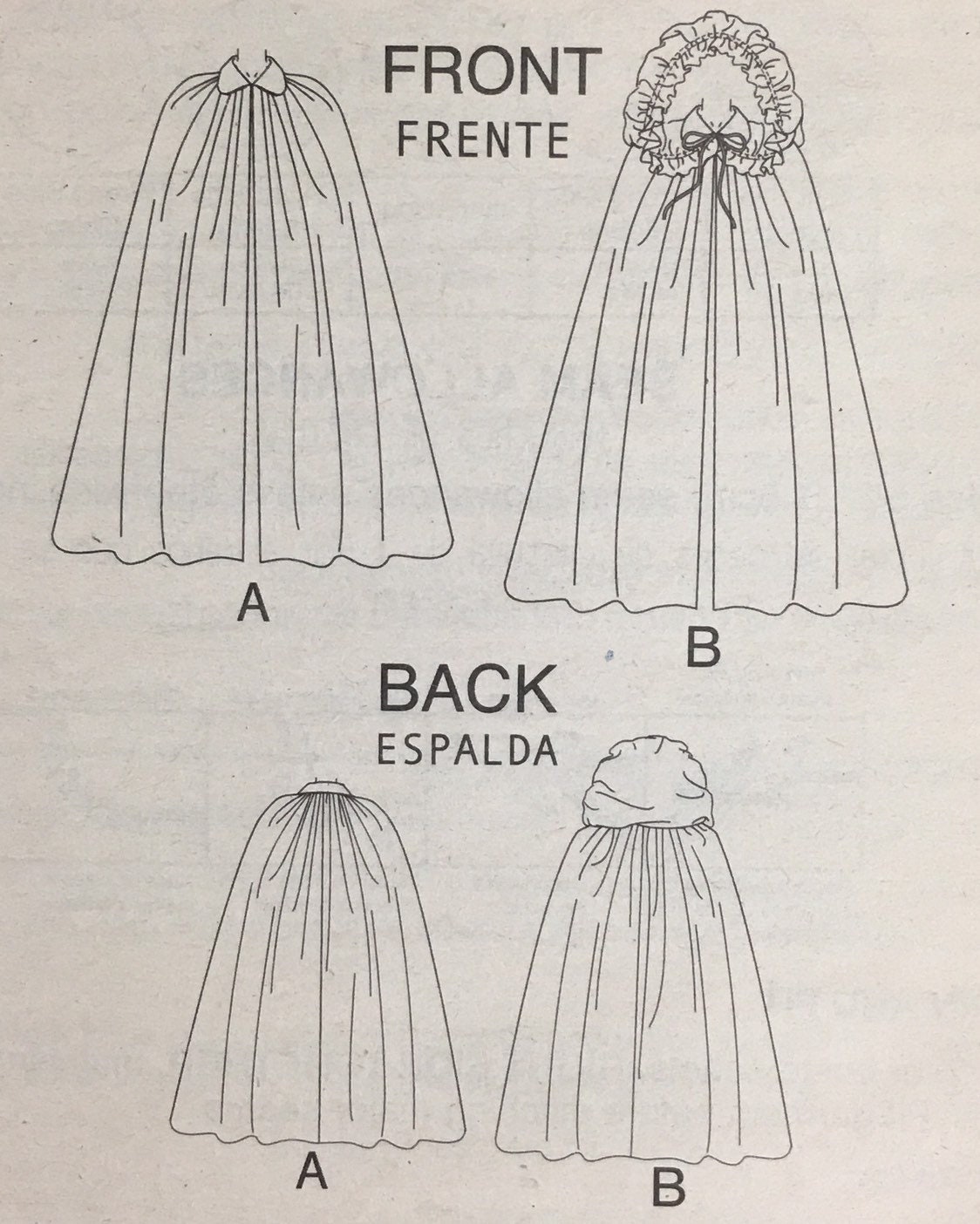 Lined Cape Pattern With Collar or Ribbon Drawstring Hood in - Etsy