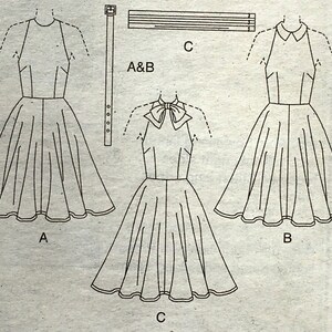1950’s Sleeveless Halter Dress Pattern With Belt or Cummerbund in ...