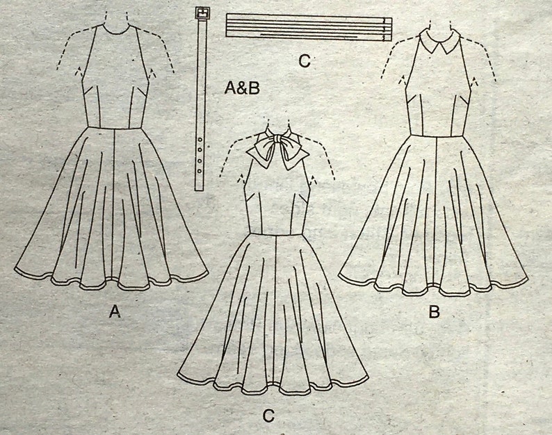 1950s Sleeveless Halter Dress Pattern With Belt or Cummerbund - Etsy