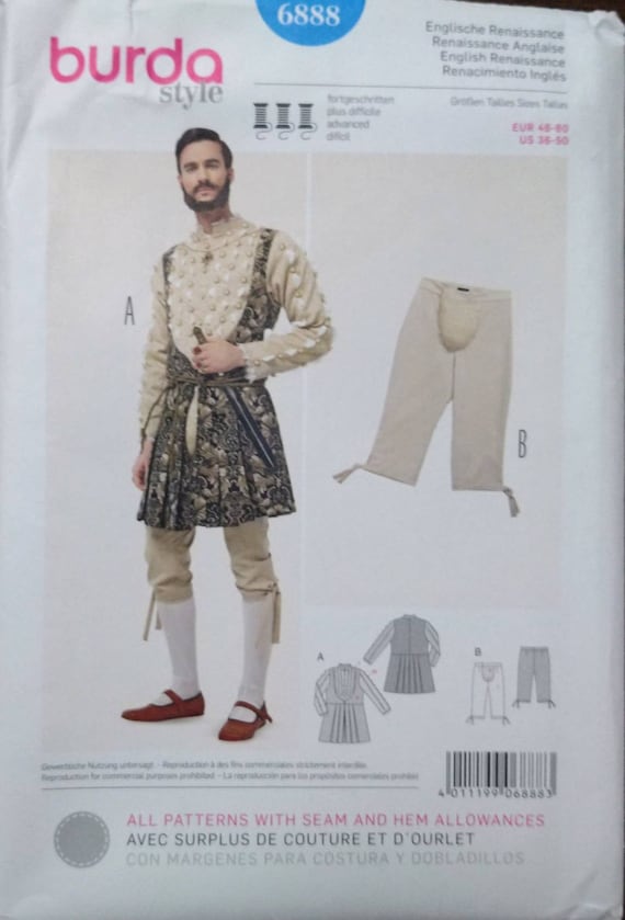 English Tudor Costume Pattern Jacket & Pants With Codpiece - Etsy