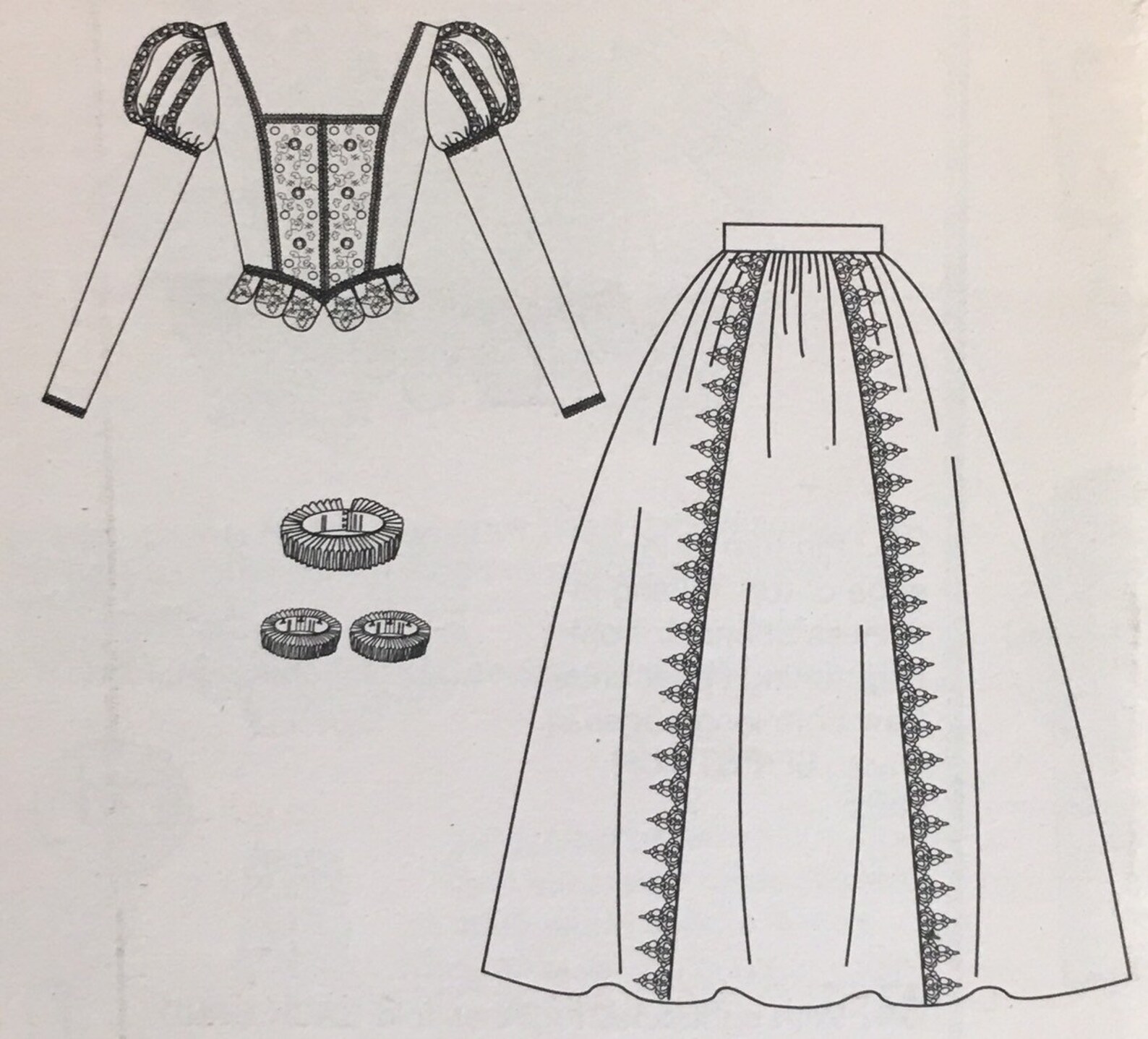Renaissance Royalty Costume Pattern Top Skirt Lace Ruff - Etsy