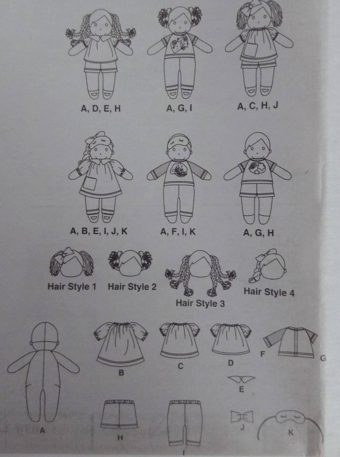 Plush Dolls Pattern for 19 Stuffed Dolls Tops Dress - Etsy