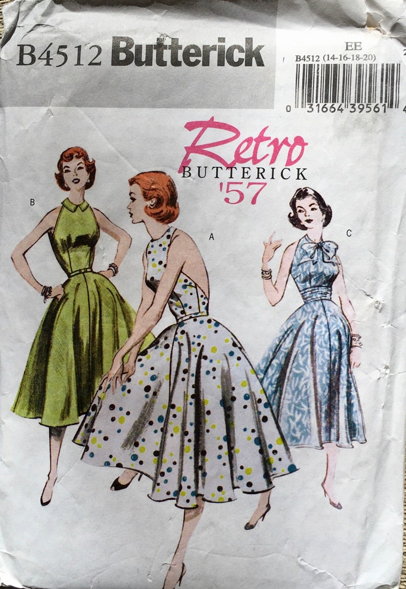 1950s Sleeveless Halter Dress Pattern With Belt or Cummerbund - Etsy