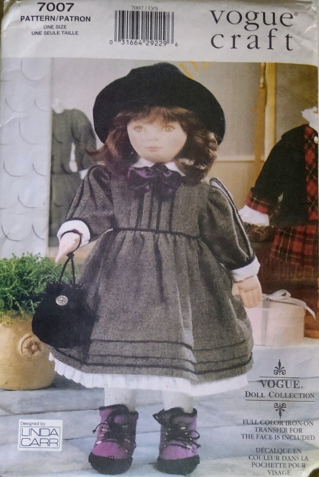 Olivia Pattern for 18" Cloth Doll With Full Color Face Transfer, Dress ...