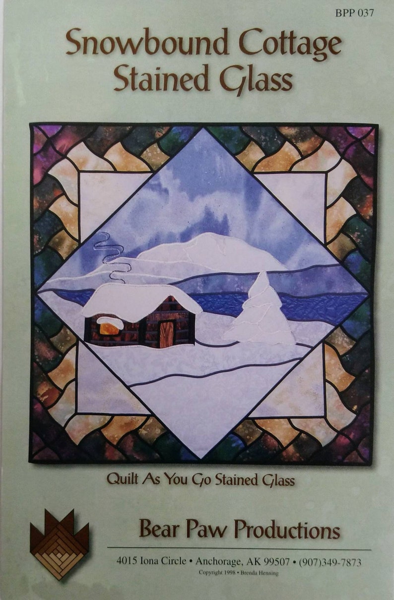 Snowbound Cottage Pattern for a Stained Glass Quilt Designed by Brenda ...