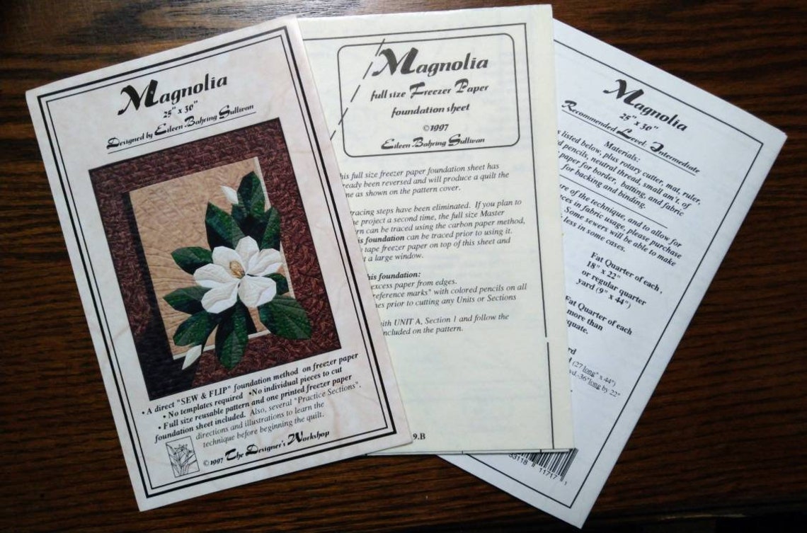 Magnolia Pattern for a Paper Pieced Wall Hanging Quilt & | Etsy
