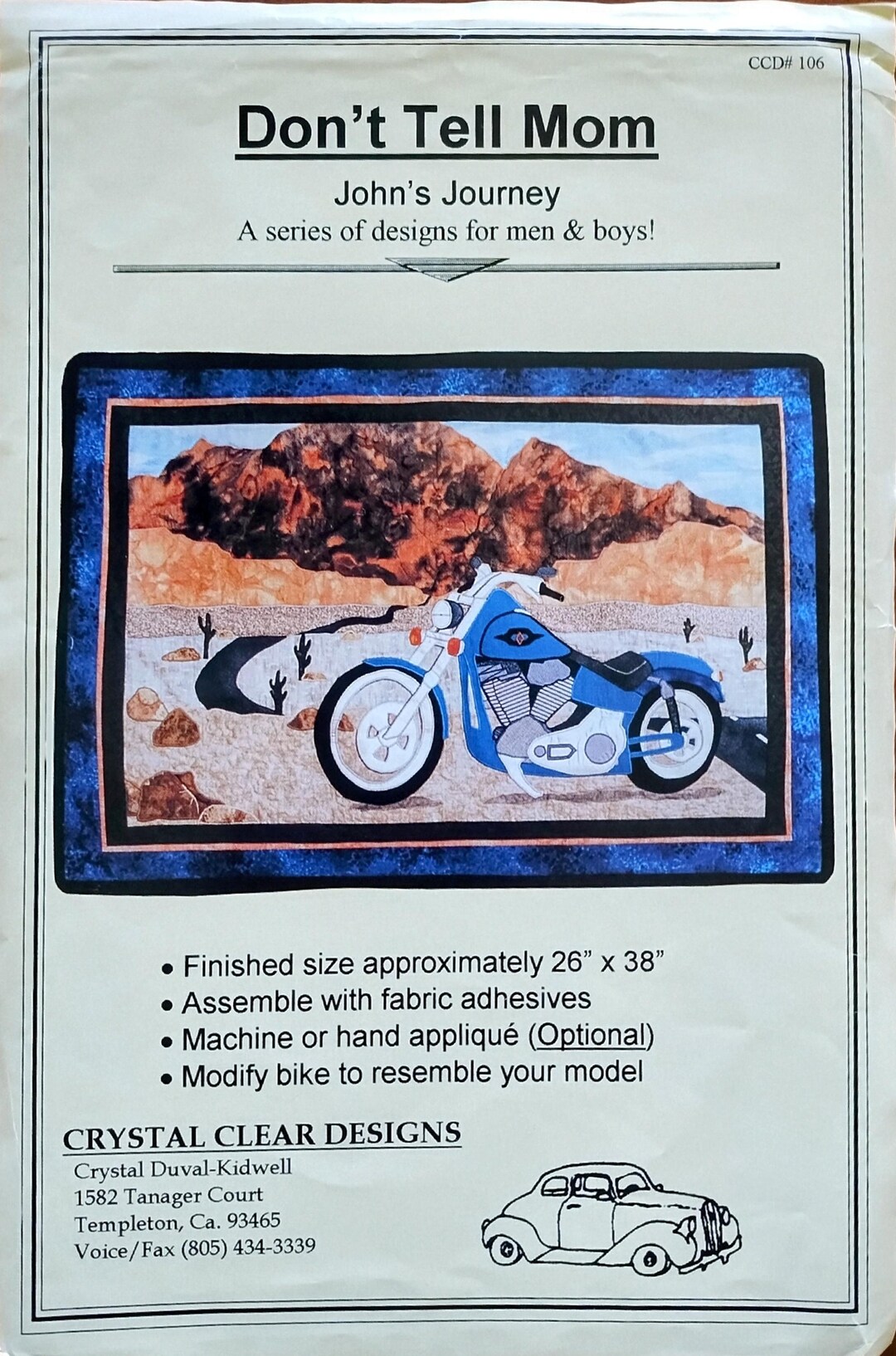 Don't Tell Mom Pattern for a Motorcycle Quilt From Crystal Clear ...