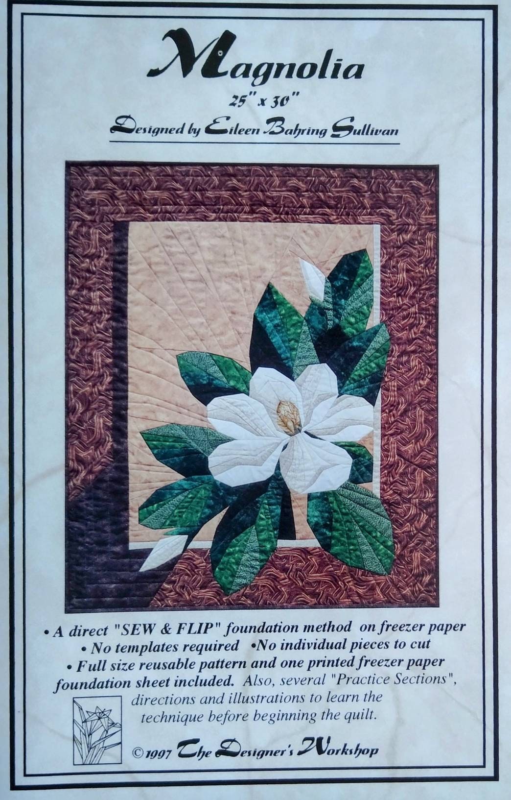Magnolia Pattern for a Paper Pieced Wall Hanging Quilt & | Etsy