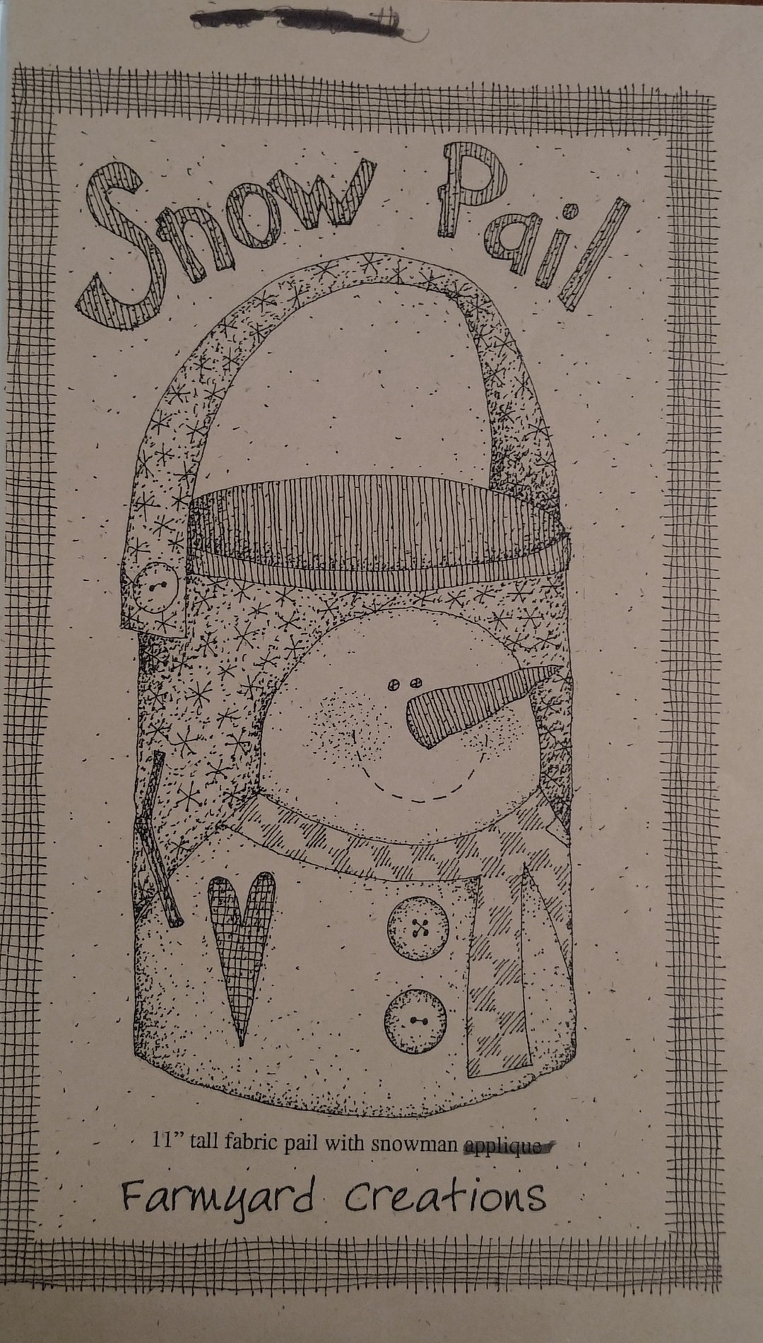 Snow Pail Pattern for an Appliquéd and Embroidered Snowman Fabric Pail ...