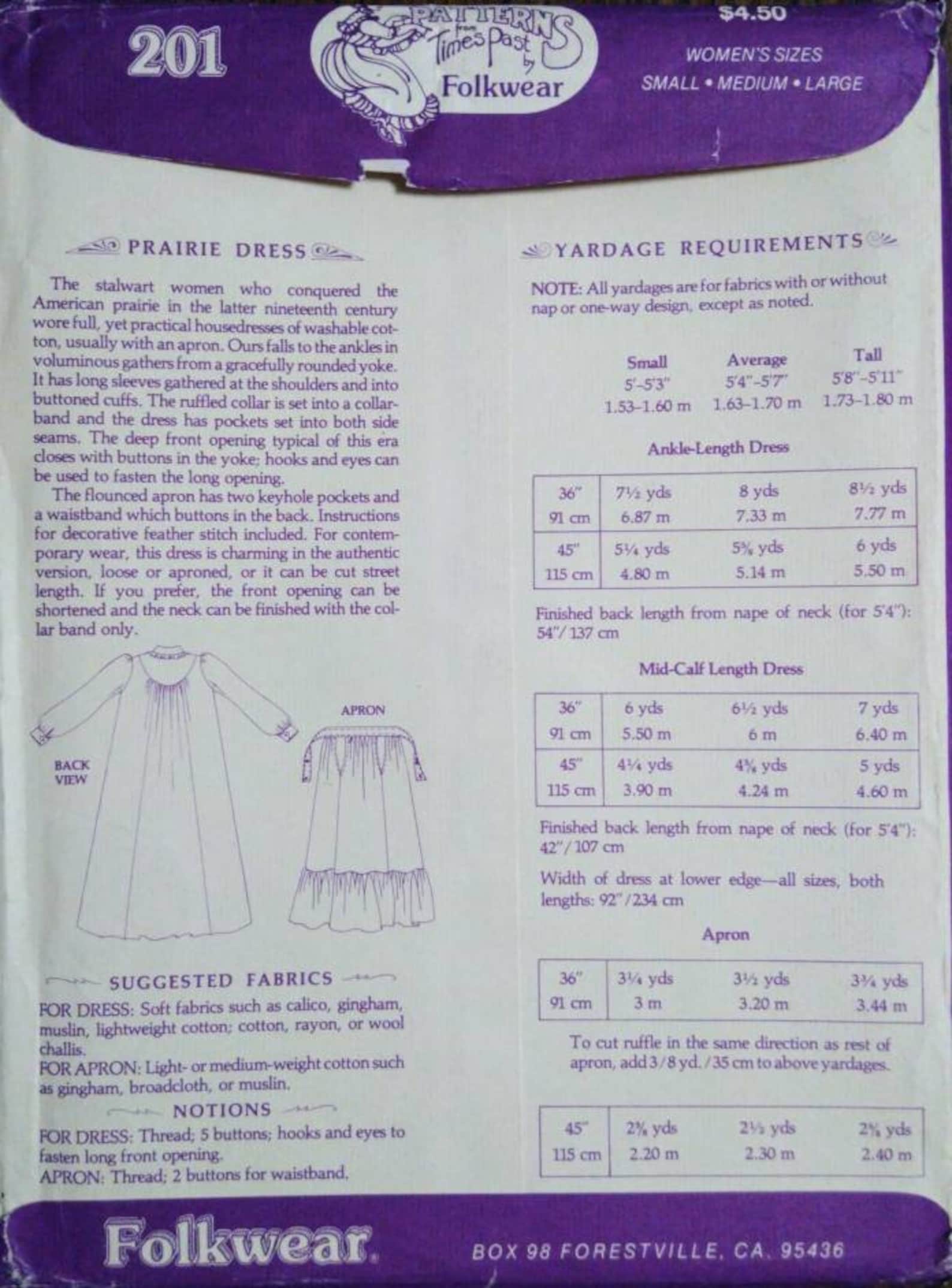 Prairie Costume Pattern Long Sleeved Ankle Dress & Feather - Etsy