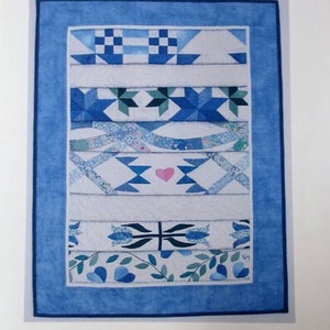 Stacked Blues With a Heart Quilt Pattern Adapted by Eunice Hill With a ...