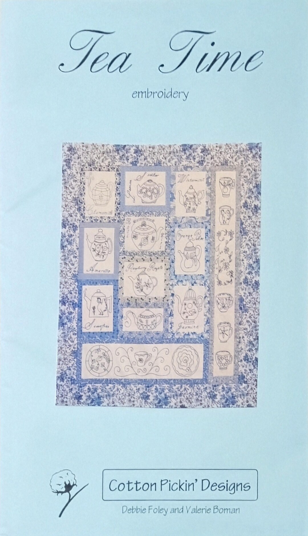 Tea Time Pattern - Hand Embroidered Quilt With Tea Cups, Tea Saucers ...