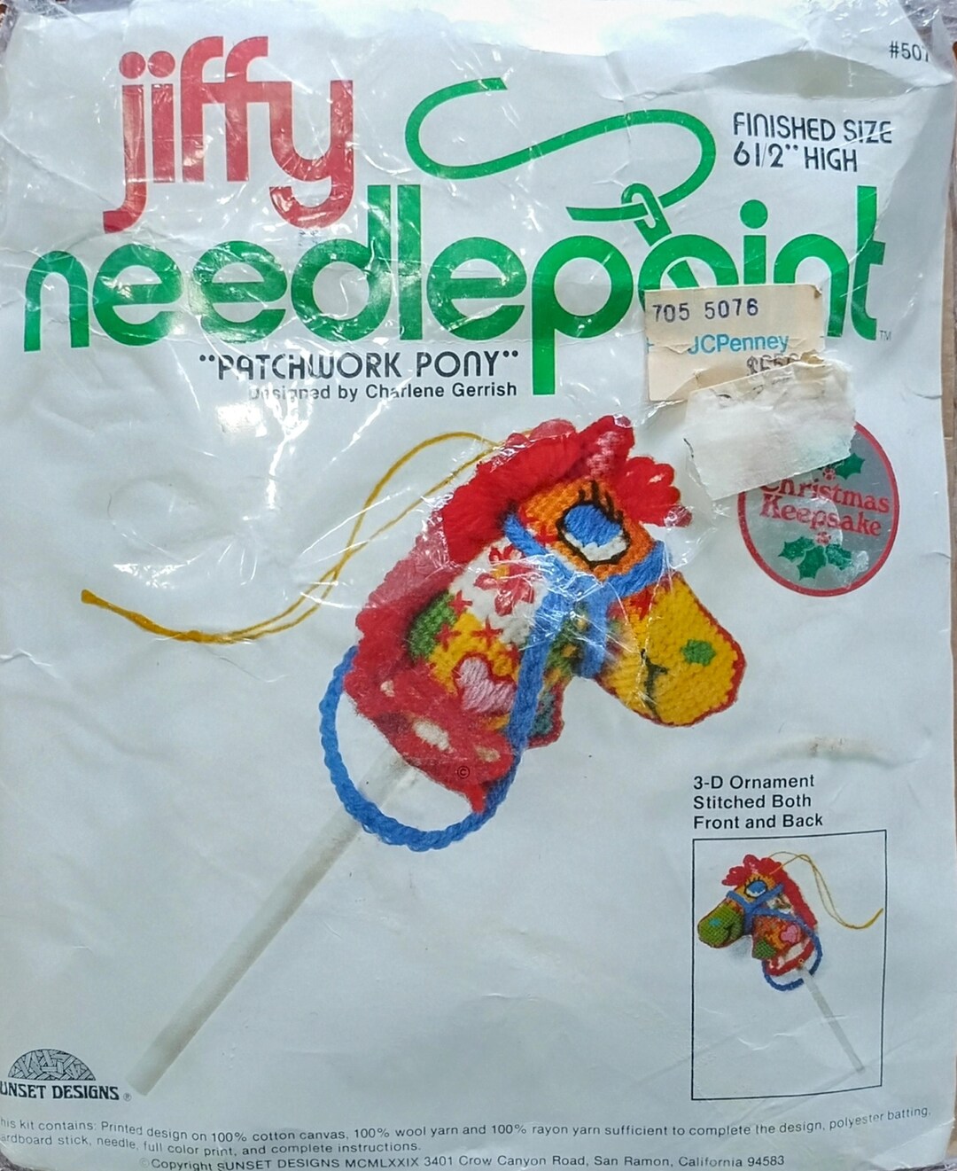 Patchwork Pony Needlepoint Kit for a 3-D Stick Horse Ornament Designed ...