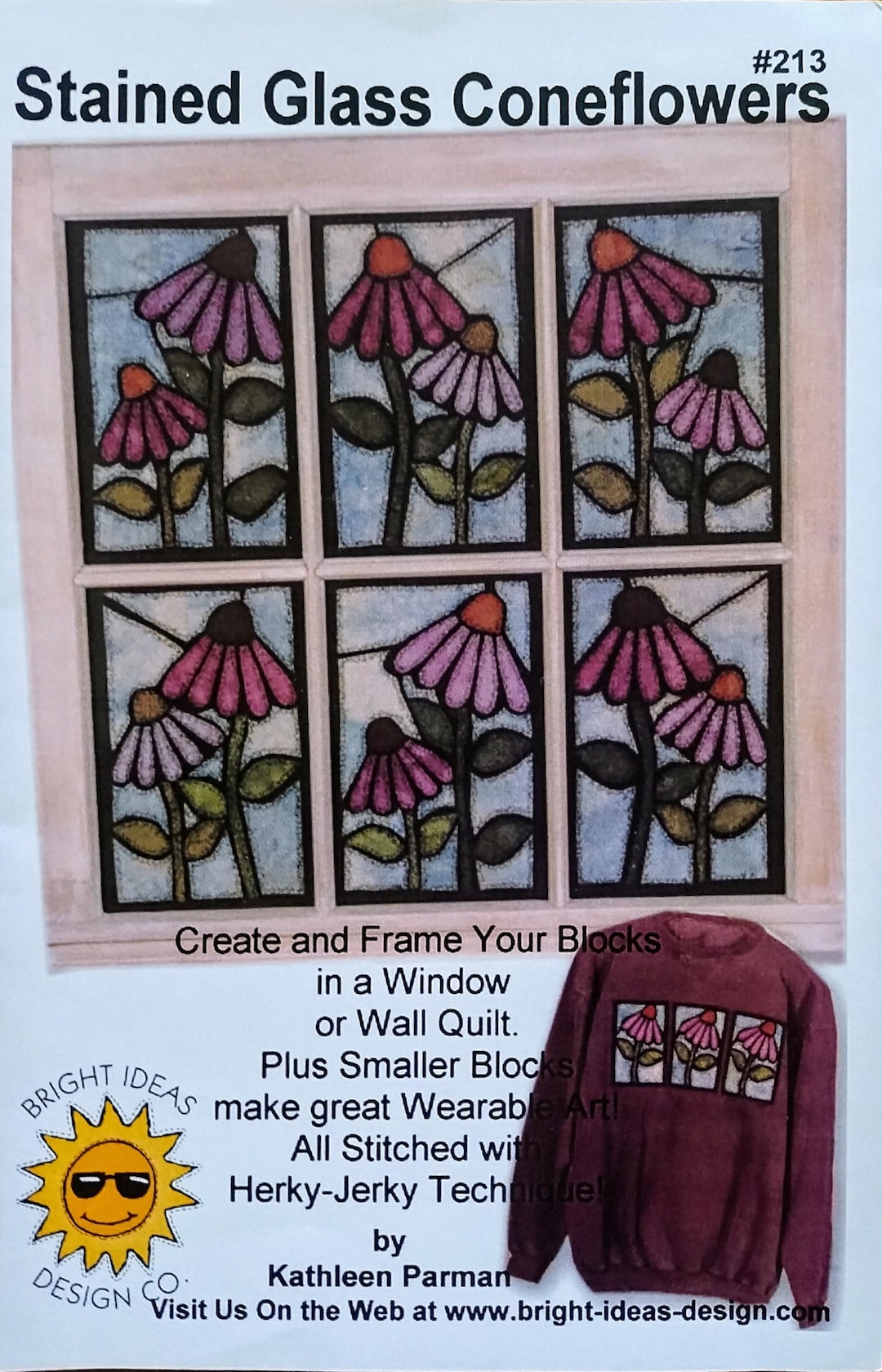 Stained Glass Coneflowers Pattern for a Quilt & Shirt Embellishment by ...
