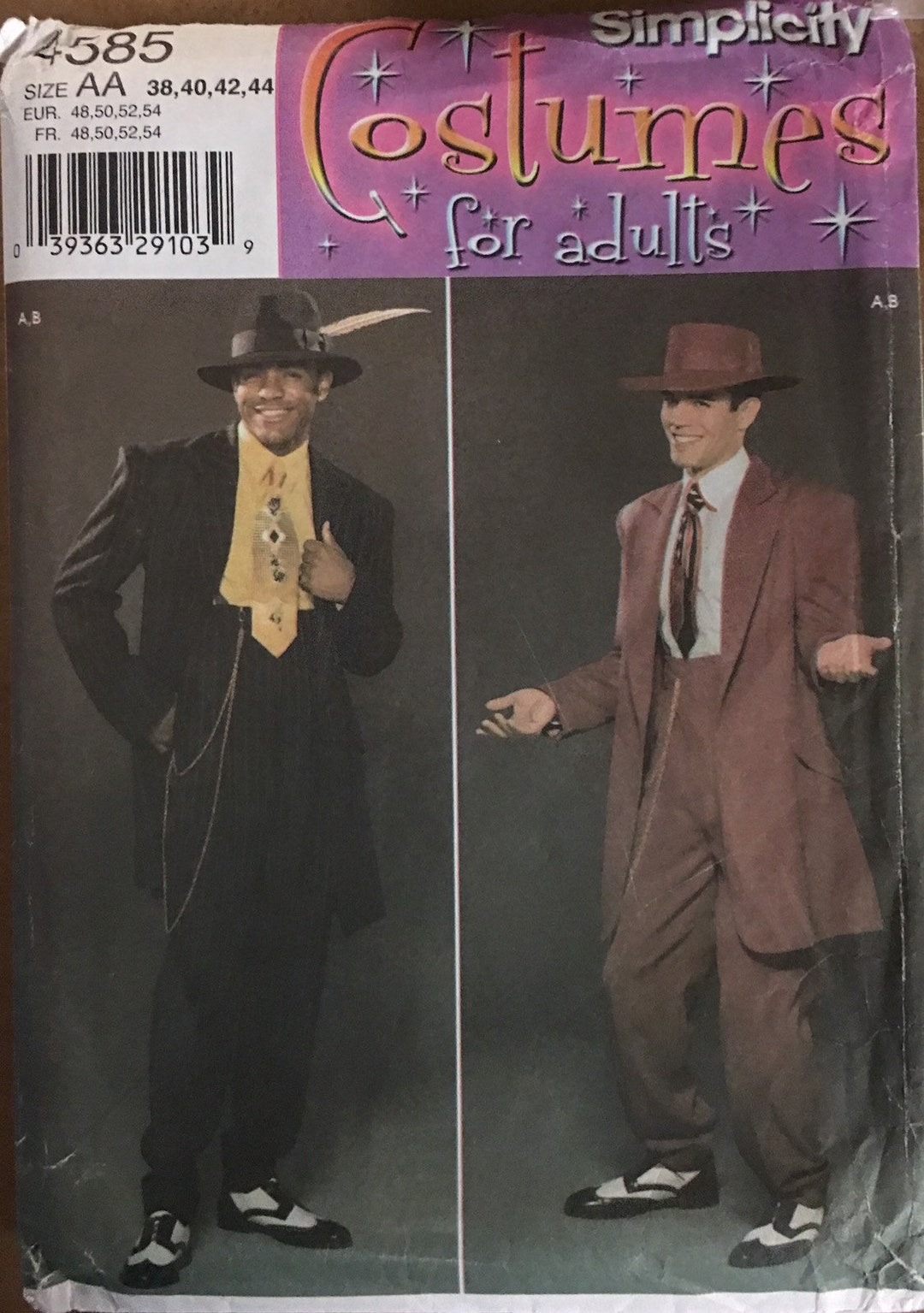 Simplicity 4585 Men's Zootsuit Costume Pattern - Long Suit Jacket and ...