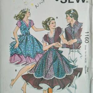 Square Dance Dress Pattern in 2 Styles Misses' Sizes Kwik Sew 1160 ...