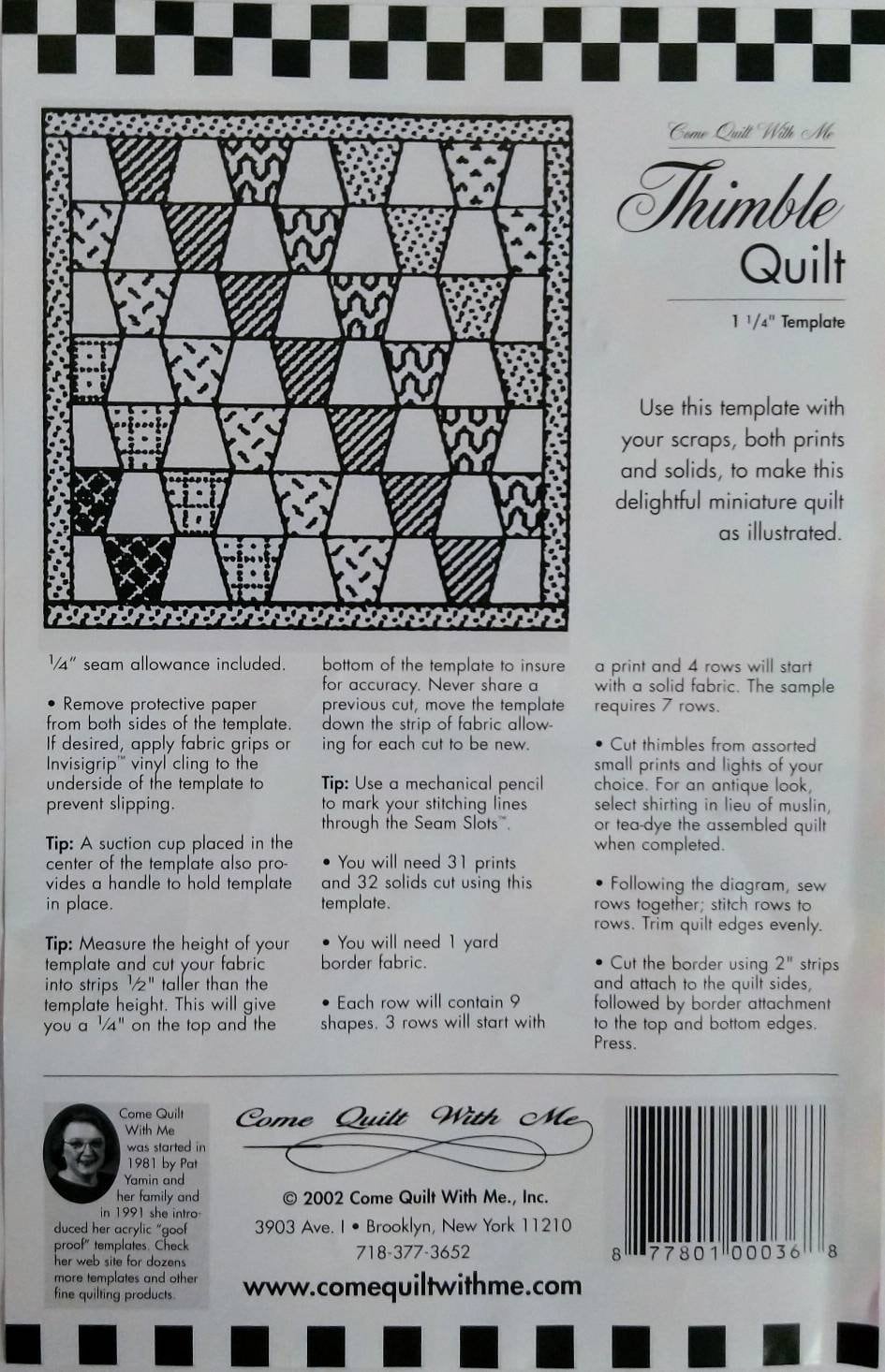 Thimble Quilt Pattern With Goof-proof Acrylic Template From - Etsy