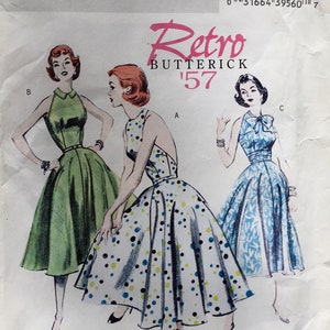 1950’s Sleeveless Halter Dress Pattern With Belt or Cummerbund in ...