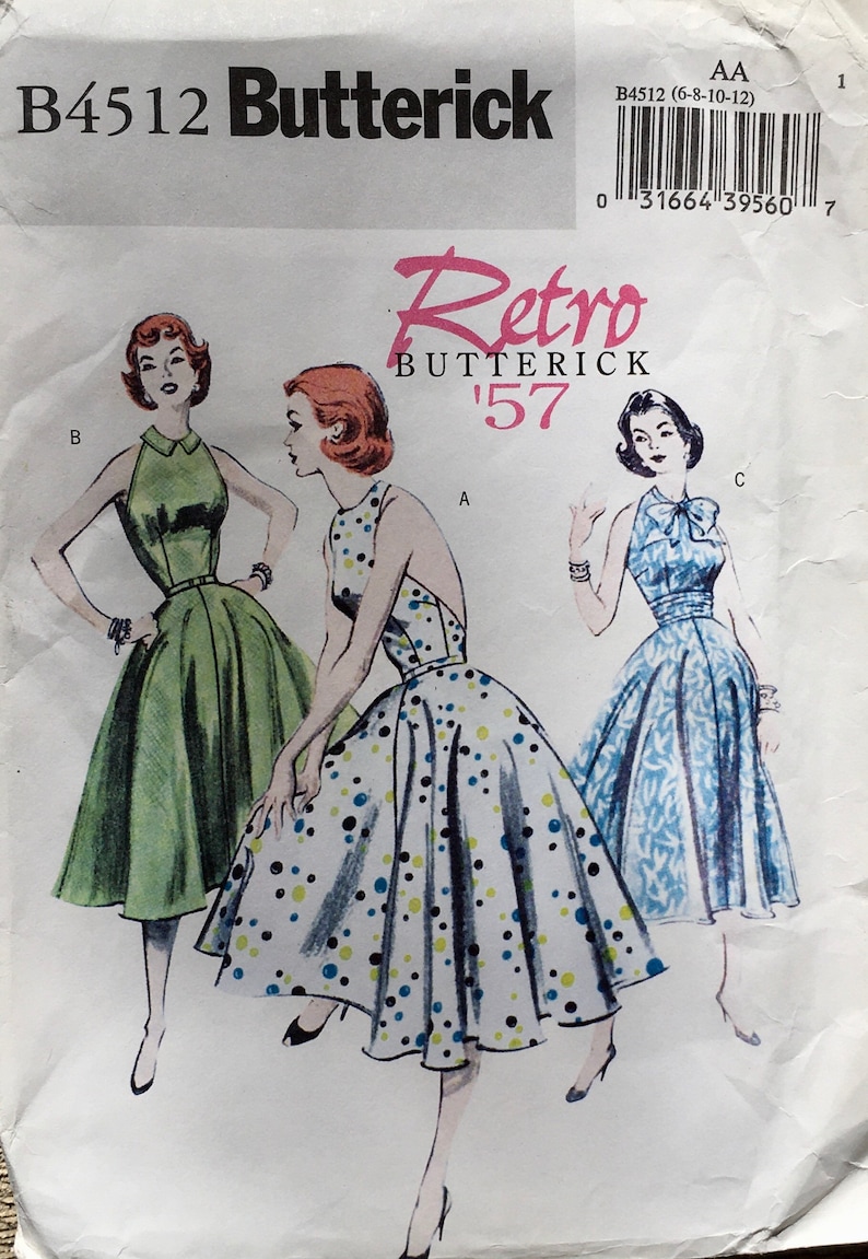 1950s Sleeveless Halter Dress Pattern With Belt or Cummerbund - Etsy